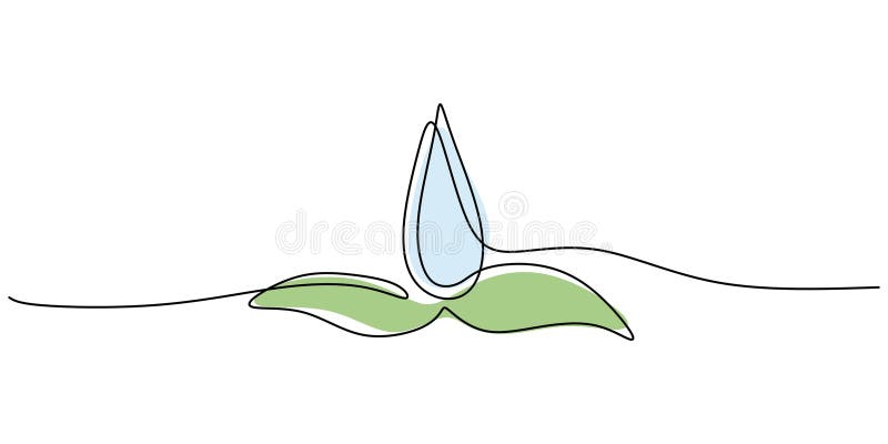 Green Leafy Plant Continuous Line. Nature Botany Vector. Garden Icon ...