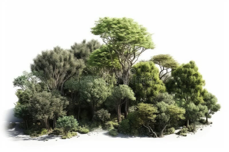 Green Leafy Trees in Forest. High Resolution, Isolate on White ...