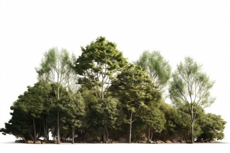 Green Leafy Trees in Forest. High Resolution, Isolate on White ...