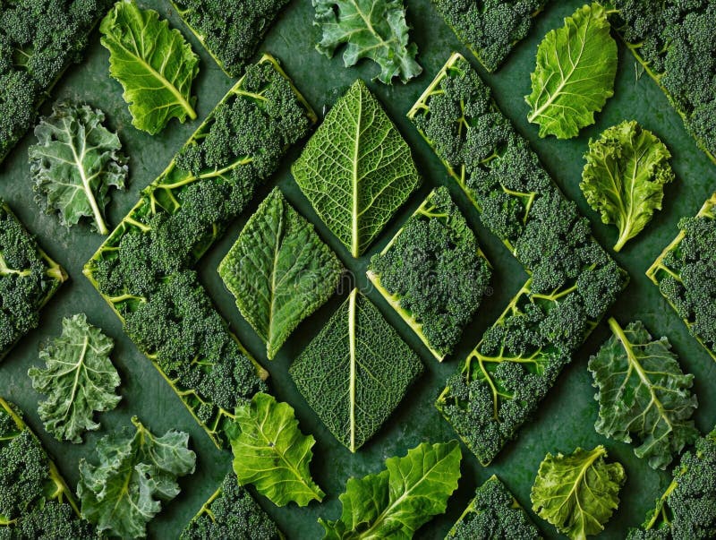 Green Leafy Vegetables Arranged in a Geometric Pattern Stock ...