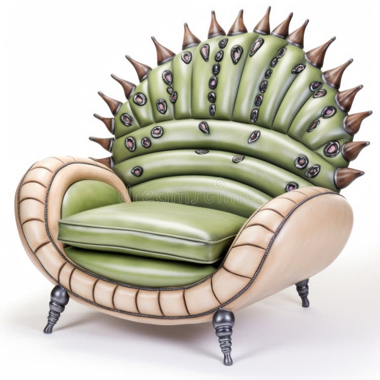 A Green Leather Chair with Spikes on it Stock Illustration ...