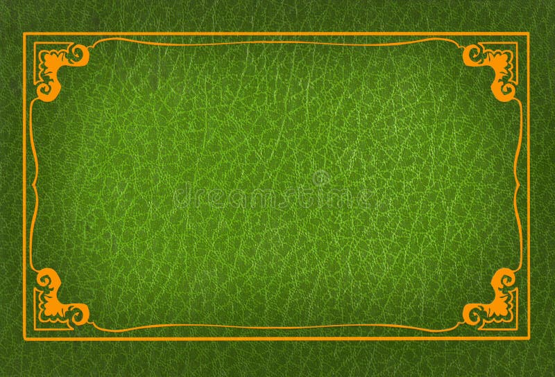 Green leather cover stock photo. Image of golden, ornament - 84005790