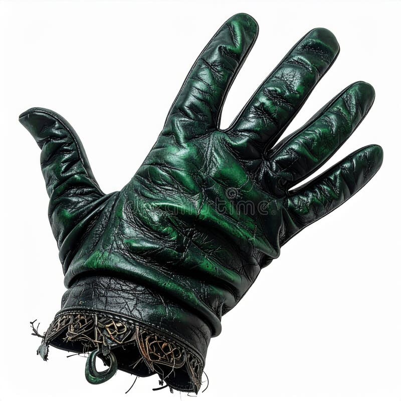 Green Leather Glove with Aged Texture Stock Illustration - Illustration ...