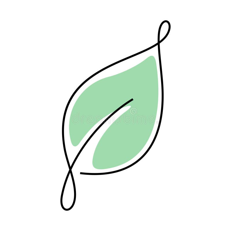 Green Leave Abstract Continuous Line Vector Illustration Stock Vector ...