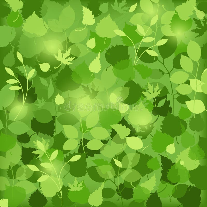 Green Spring Leaves Texture Seamless Pattern Stock Vector ...