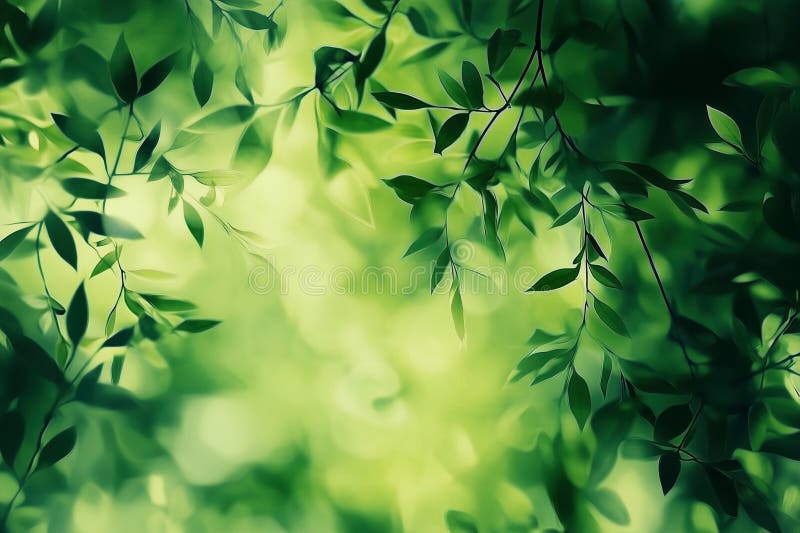 Green Leaves on Blurred Greenery Background Ai Photo Stock Illustration ...