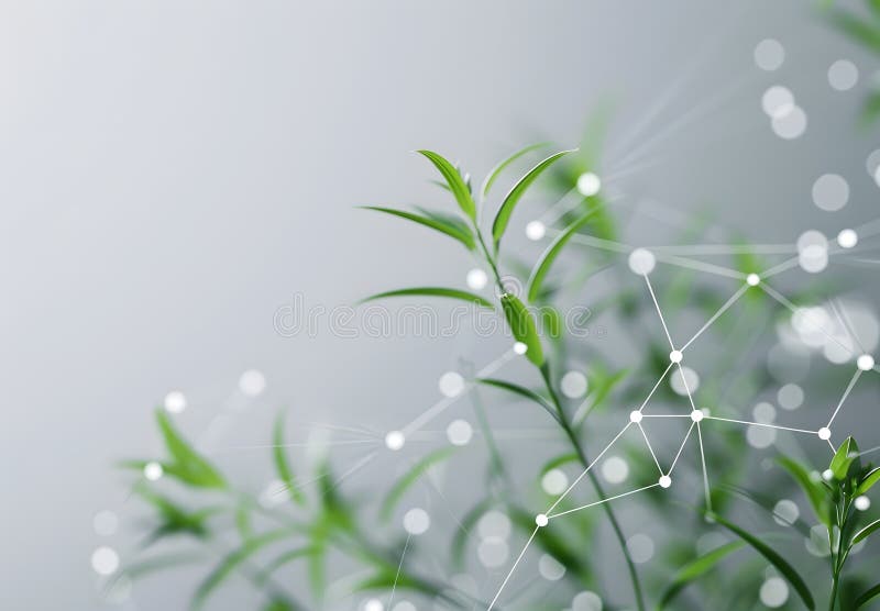 Green Leaves Connected by Data Network Stock Illustration ...