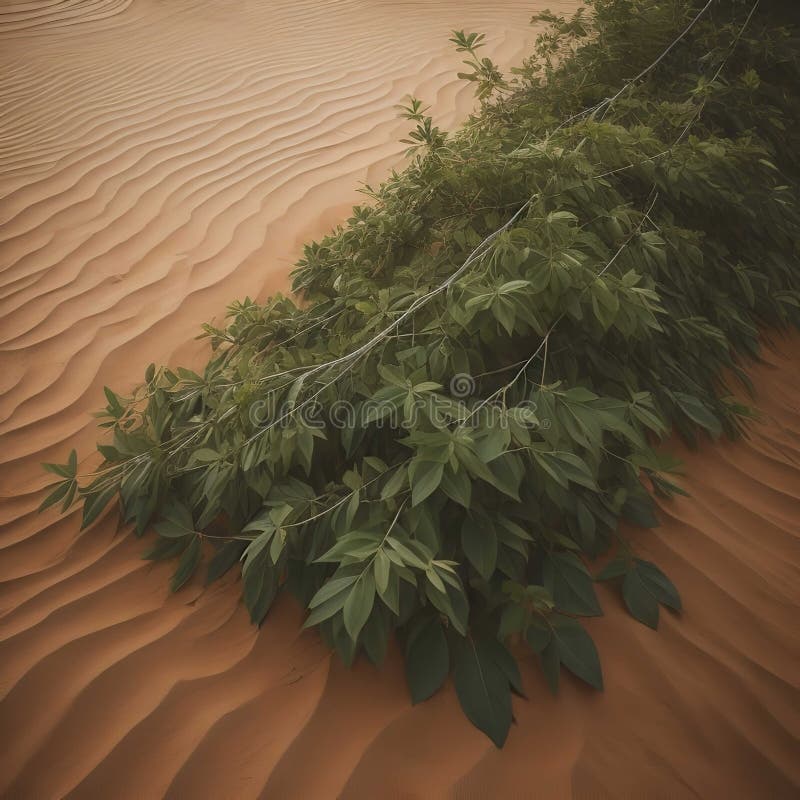 Green Leaves in the Desert, Generative Ai Stock Illustration ...