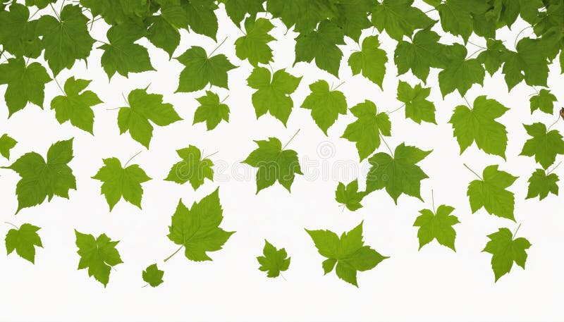Green Leaves Fall Against a White Background Stock Photo - Image of ...