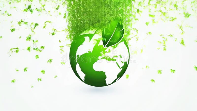 Green Leaves Fall on Planet Earth. Concept of Environment and Climate ...