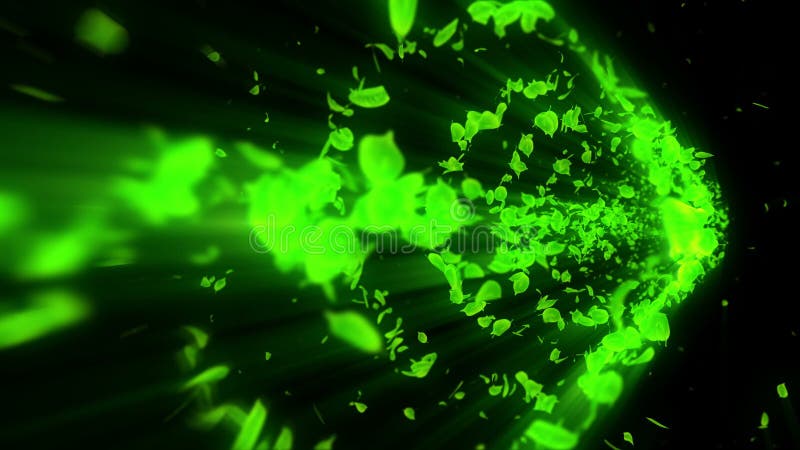 Vortex from Green Leaves. Spiral Shiny Particle of Seasonal Leaves ...