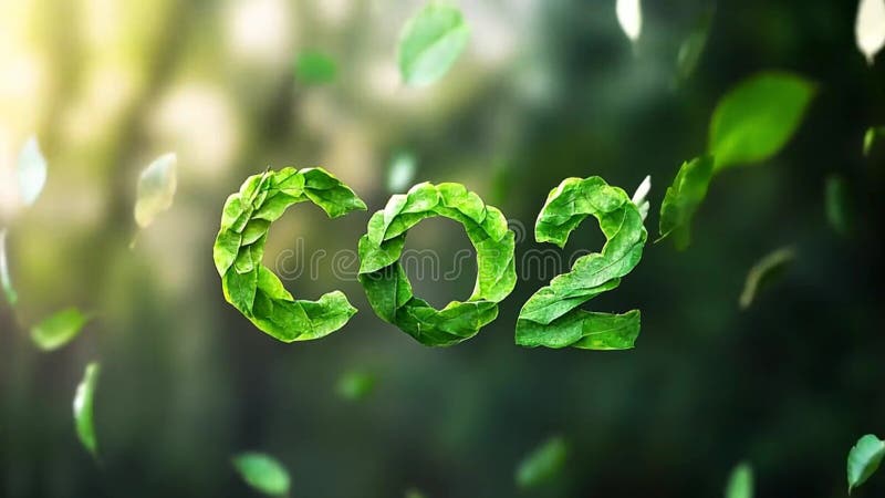 Green Leaves Floating with the Word CO2 on a Green Background Stock ...