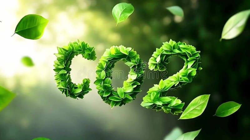 Green Leaves Floating with the Word CO2 on a Green Background Stock ...