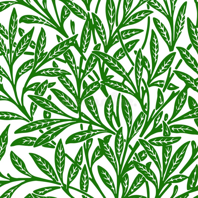 Botanical Green Leaves Floral Pattern Stock Vector - Illustration of ...