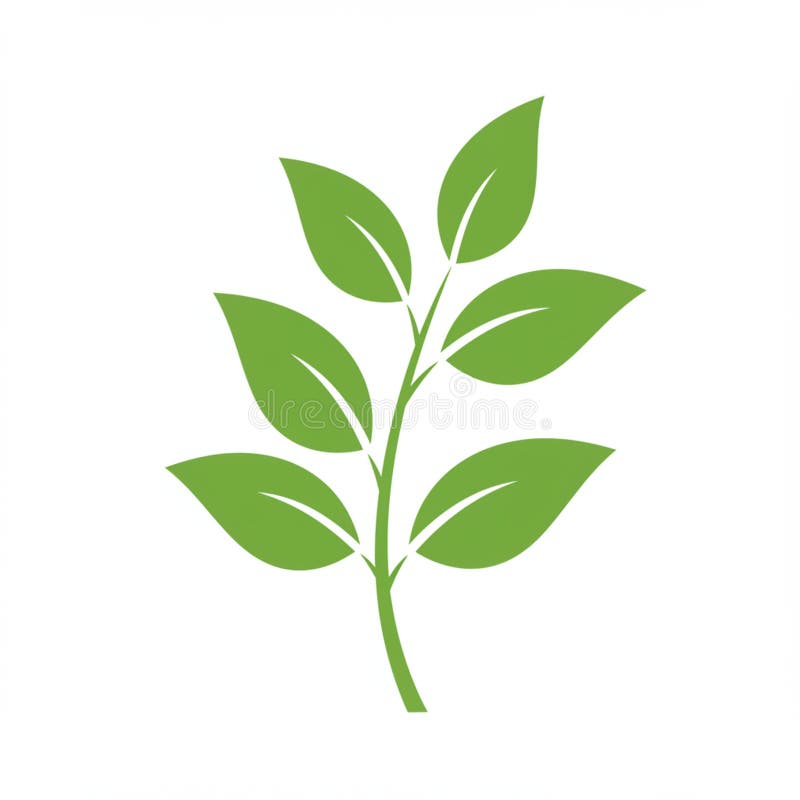Green Leaves Form an Abstract Representation of a Plant Against a White ...