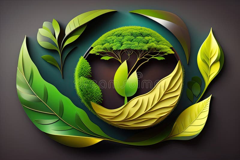 Green Leaves Form Eco Friendly Earth Generative AI Stock Illustration ...