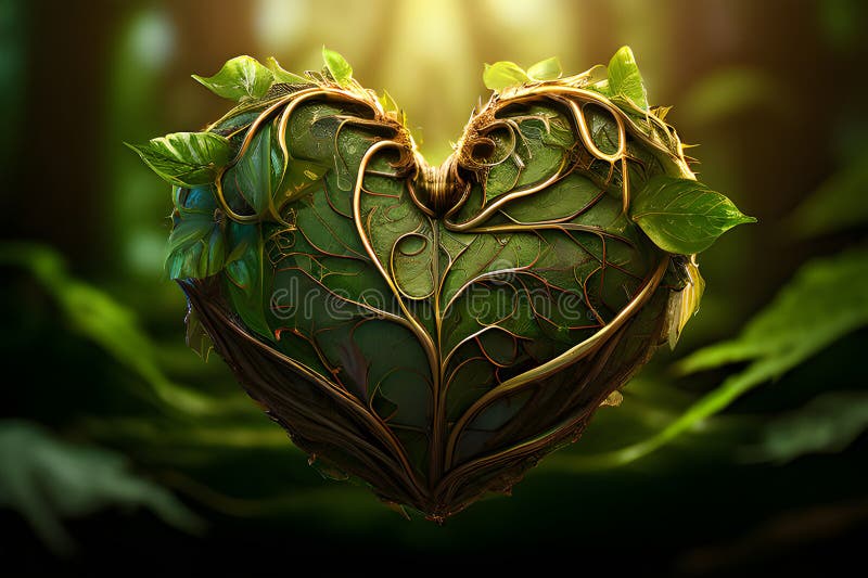 Green Leaves Form a Heart Shape, World Environment Day and Earth Day ...