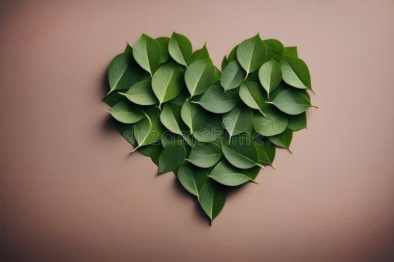 Green Leaves Form a Heart Shape, World Environment Day and Earth Day ...