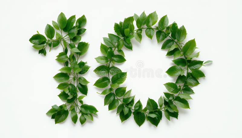 Green Leaves Forming the Number Ten on White Background: a Nature ...