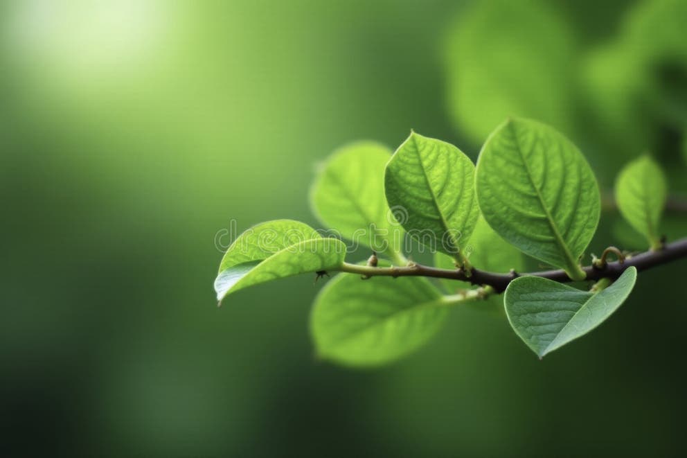 Green Leaves Forming a Rounded Shape on the End of a Branch, Botanical ...