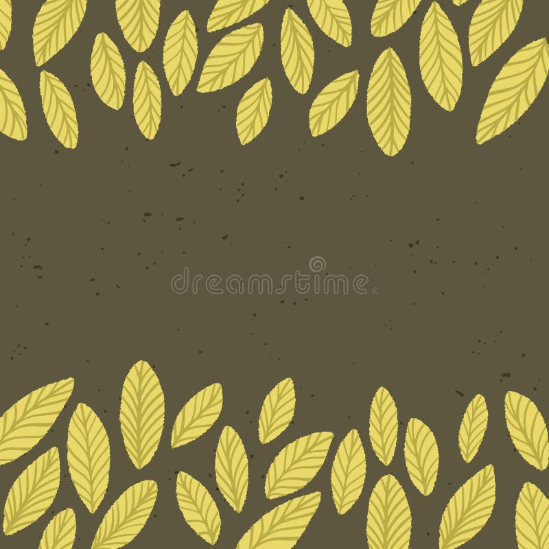 Green Leaves Frame, Top and Bottom Border. Simple Vector Leaf on Dark ...
