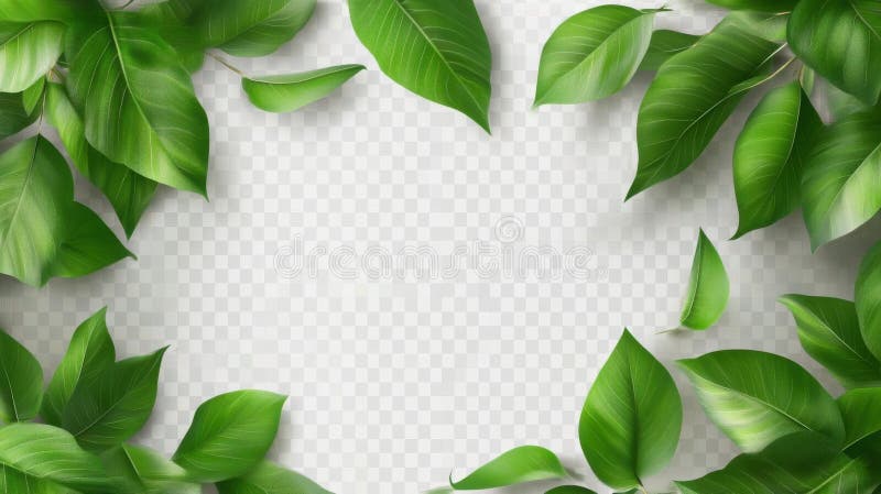 Green Leaves Frame, Transparent Background, Nature Border, Botanical ...