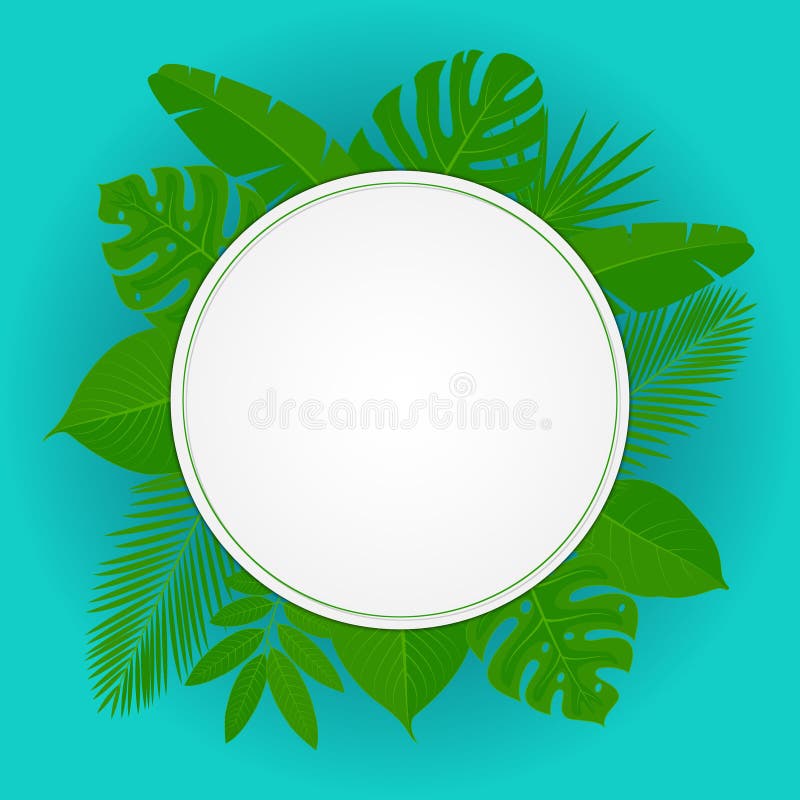 Green Leaves Frame on Trendy Stock Illustration - Illustration of green ...