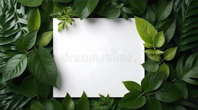 Green Leaves Framework for Photo or Congratulation Text, Creative ...