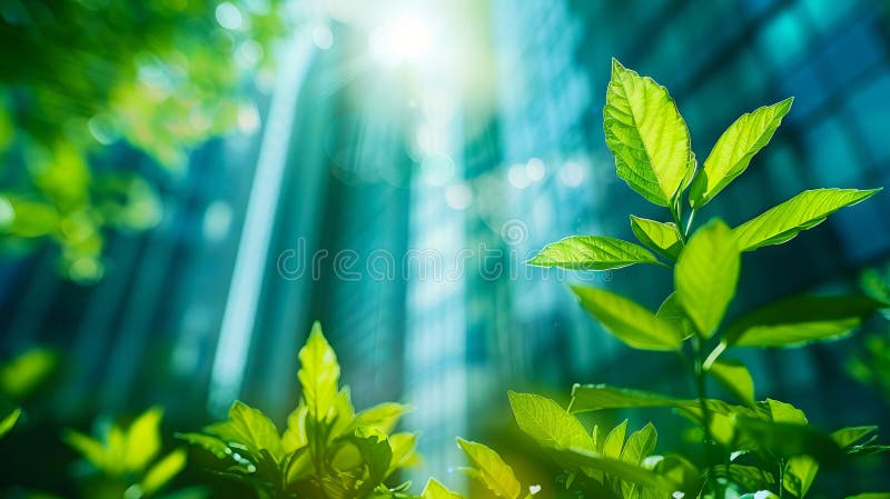 Green Leaves in Front of a Building with Sunlight Stock Image - Image ...