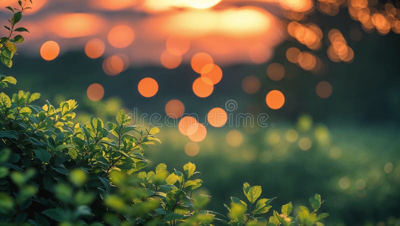 Green Leaves Glowing during Golden Hour Sunset Creating Beautiful Bokeh ...