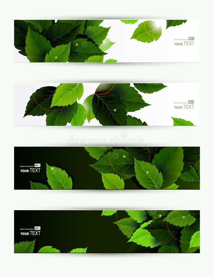 Set of four spring headers stock vector. Illustration of horizontal ...