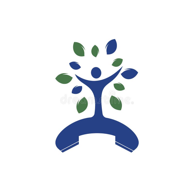 Nature Call Vector Logo Design. Handset and Human Tree Icon Design ...