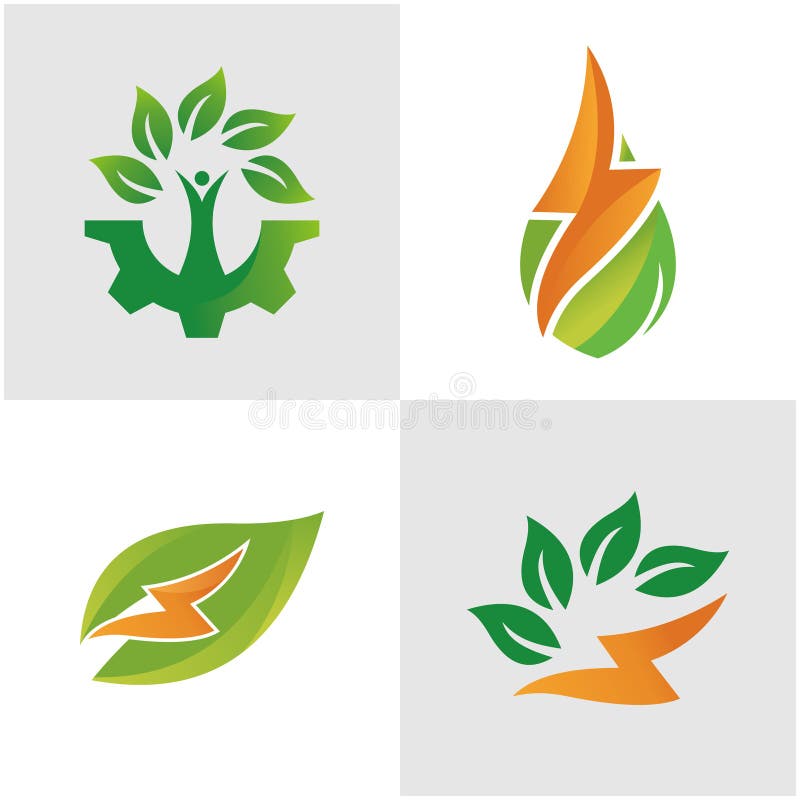 Green Leaves and Icons Set, Eco-friendly Nature Symbols and Vector ...