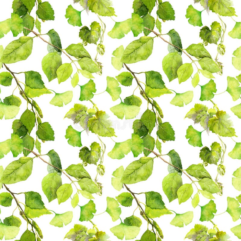 Green Leaves. Repeating Pattern Stock Illustration - Illustration of ...