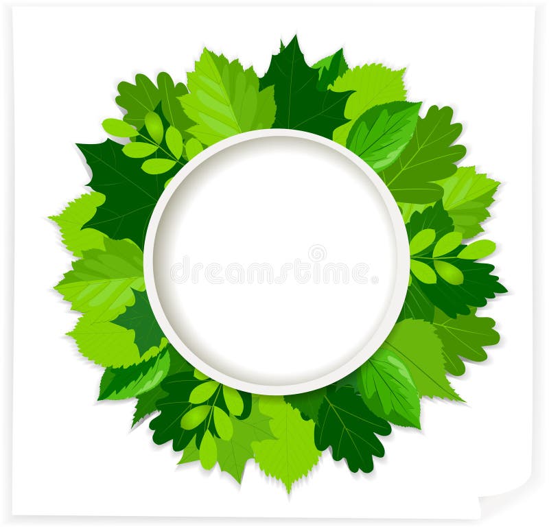 Green leaves round frame stock vector. Illustration of green - 66361784