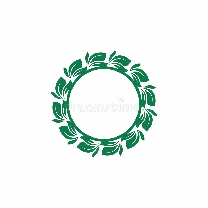 Green Leaves Round Frame Vector Stock Illustration - Illustration of ...