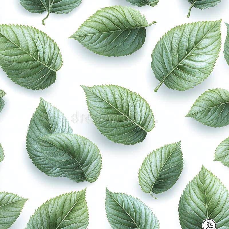 Green Leaves Seamless Pattern Background Fresh Botanical Design on ...