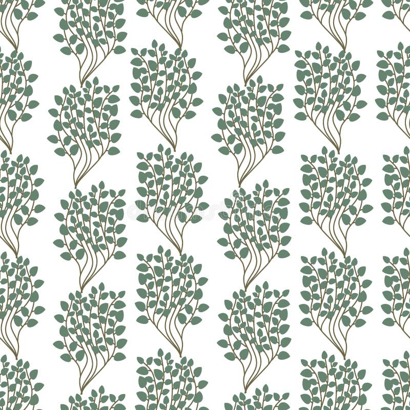 Green Leaves Seamless Pattern Flat Vector Template Nature Leaf ...