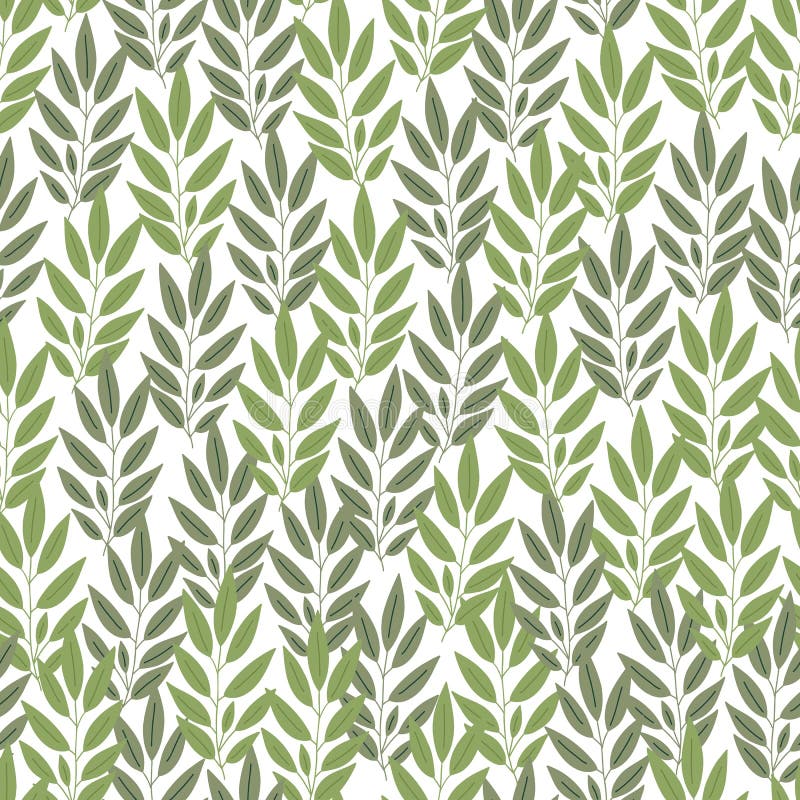 Green Leaves Seamless Pattern Vector Illustration, Repeat Ornament ...