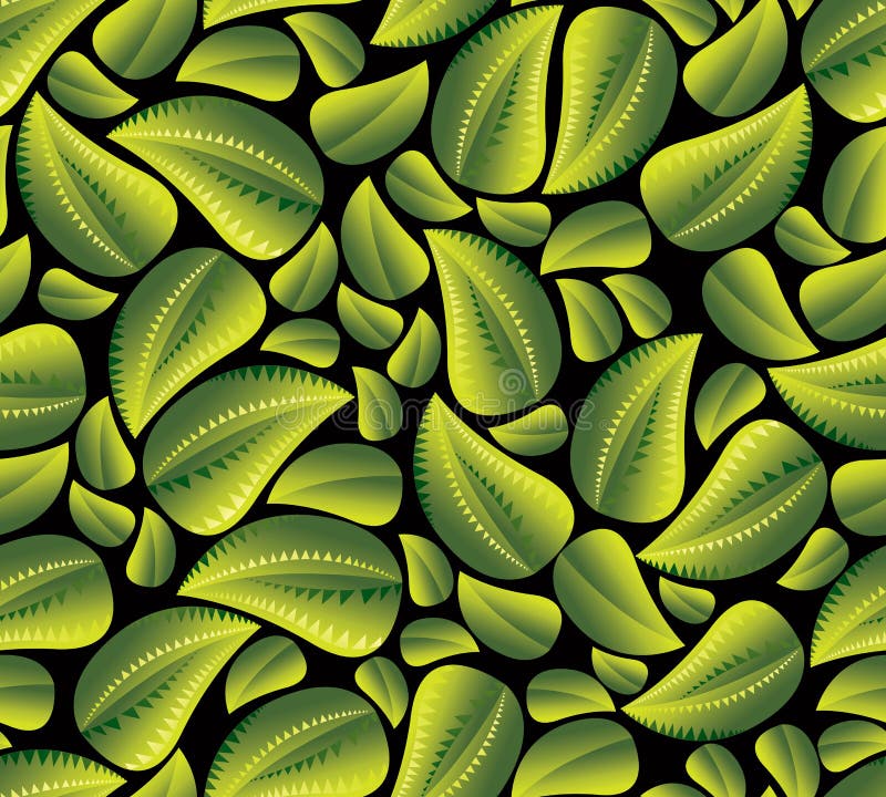 Green Leaves Seamless Pattern Stock Vector Illustration Of Motif