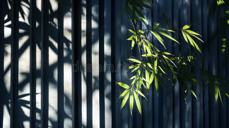 Green Leaves and Shadows on a Grey Vertical Wall Stock Illustration ...