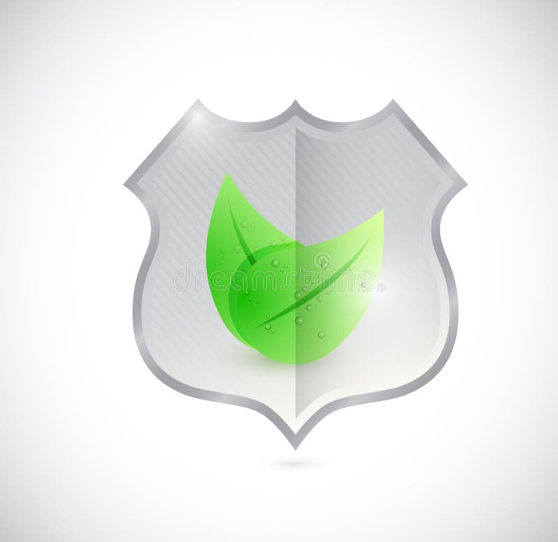 Green Leaves Shield Illustration Design Stock Illustration ...