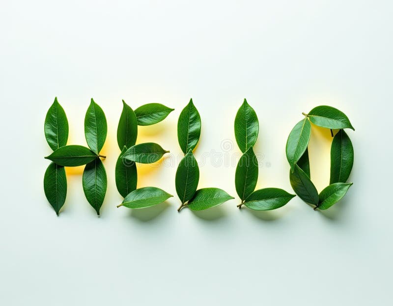 Green Leaves Spelling Hello - Nature Typography Stock Illustration ...