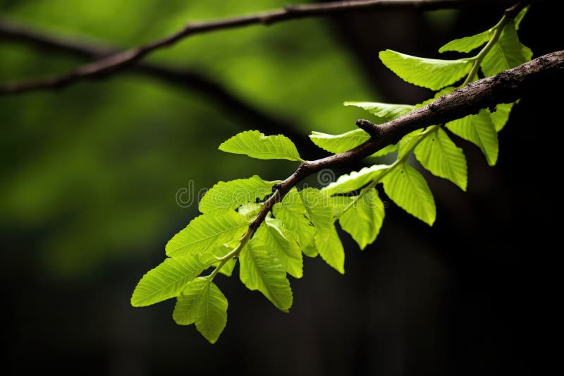 Green Leaves Sprouting from a Tree Branch Stock Illustration ...