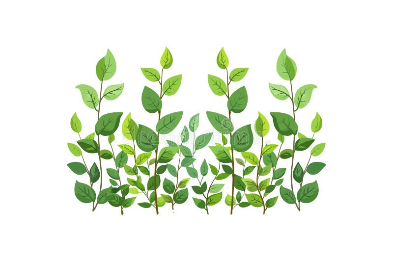 Green Leaves on Stems. Vector Illustration Design Stock Illustration ...
