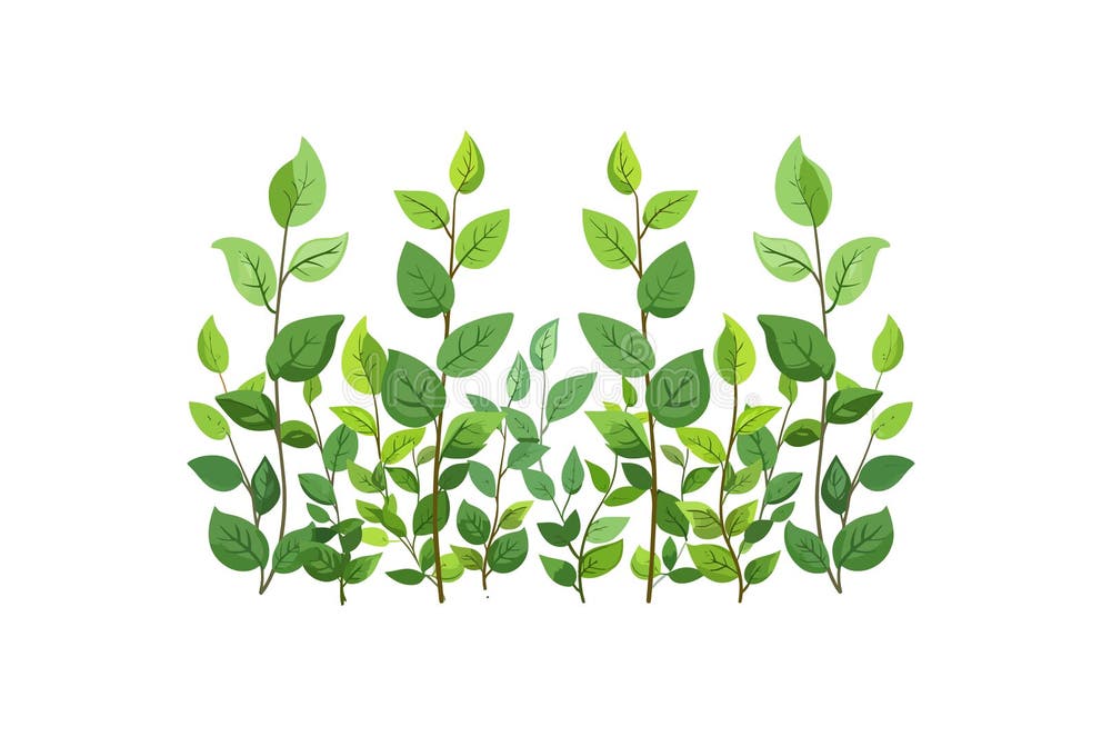 Green Leaves on Stems. Vector Illustration Design Stock Illustration ...