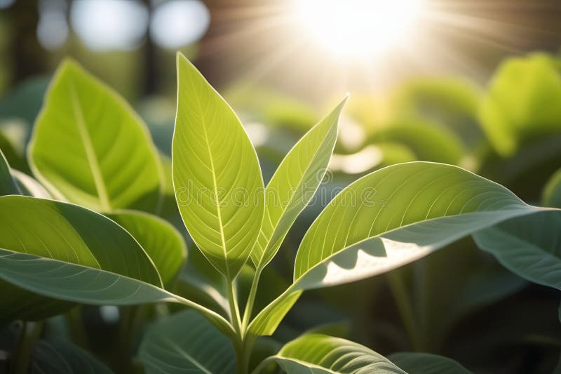 Green Leaves in the Sun. Generative AI Stock Illustration ...