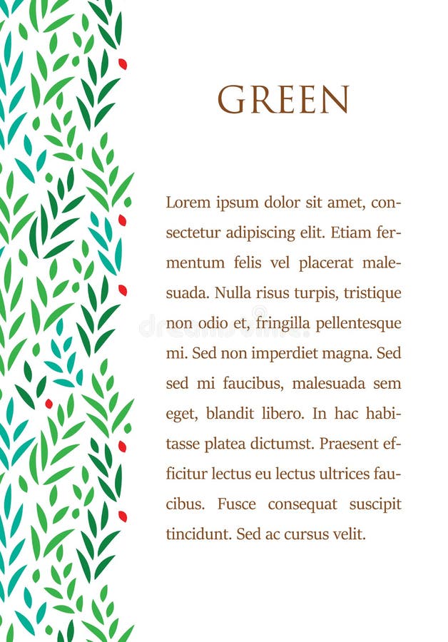 Green Leaves Text Poster Template, Vector Stock Vector - Illustration ...