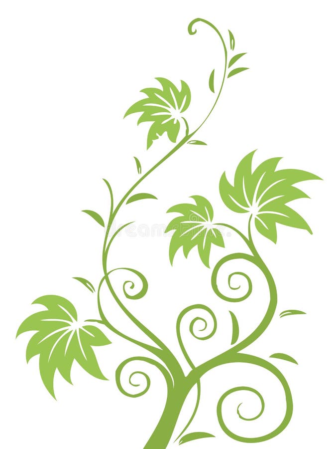 Green Leaves and Vines Pattern Stock Illustration - Illustration of ...
