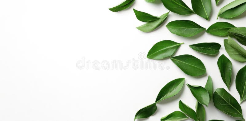 Green Leaves on White Background Create Minimalist Aesthetic and Fresh ...
